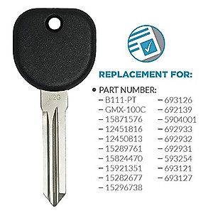 Keyless2Go Replacement for Uncut Transponder Ignition Car Key Circle Plus B111 (2 Pack)