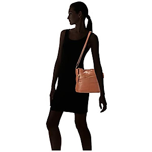 Bueno of California GAL Antique Leather Triple Compartment Shoulder Bag, Cognac