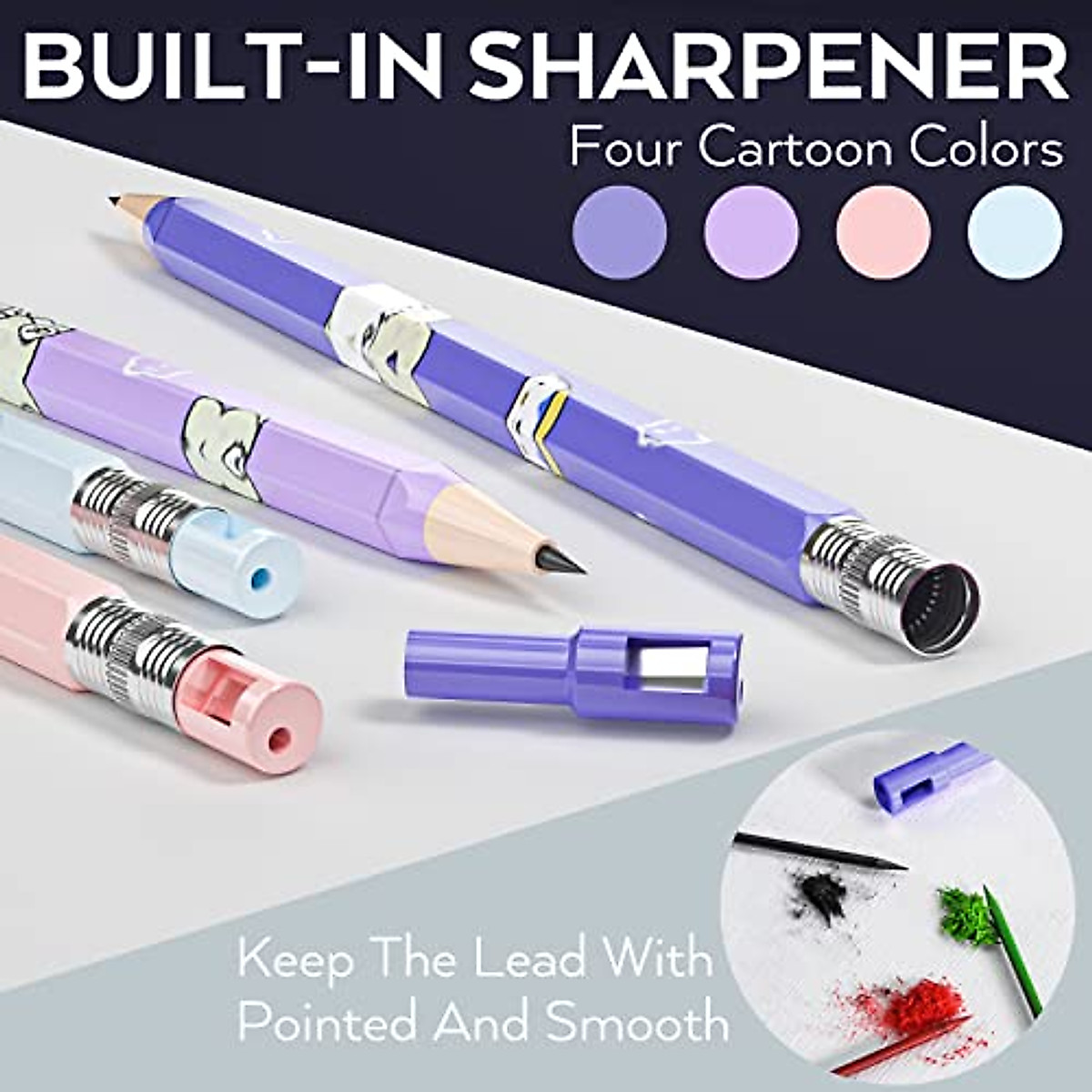 Nicpro 14 PCS Pastel Mechanical Pencil Set in Case, Cute Art Pencils Bulk 0.5 & 0.7 & 0.9 mm & 2mm Graphite Lead Holder, (2B HB Colors) Lead Refills, Erasers For School Drafting Sketching Drawing