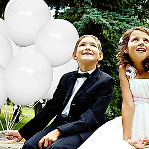 Matte White Party Latex Balloons,100 Pcs 12/10/5 Inch Matte White Balloons Different Sizes, Matte White Balloon Garland Arch Kit for Birthday Party Decorations Wedding Bridal Gender Reveal Baby Shower