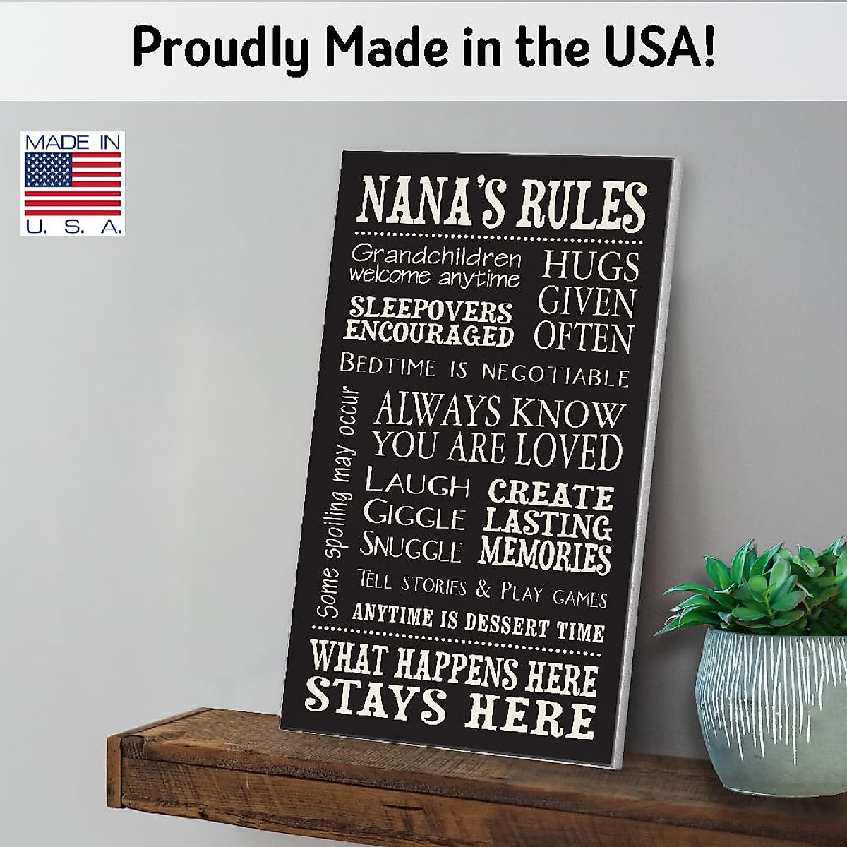 My Word! Nana's Rules Decorative Sign