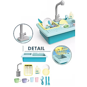 Exec-U-Gift Pretend Play Sink Set Pretend Kitchen Sink and Dishwashing Playset Plastic Diner and Playhouse ST A