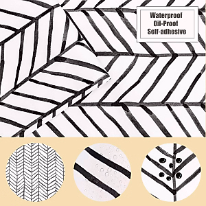 Hopeak Geometric Pattern Wallpaper Black and White Striped Design Peel and Stick Removable Decorative Wallpaper 17.7 x 118 Inches