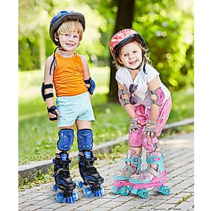 Roller Skates for Boys 4 Sizes Adjustable, Sportneer Light Up Kids Roller Skates for Age 3-5 6-12 Roller Skates with Protective Gears Illuminating Wheels Gift for Kids Toddler Beginner