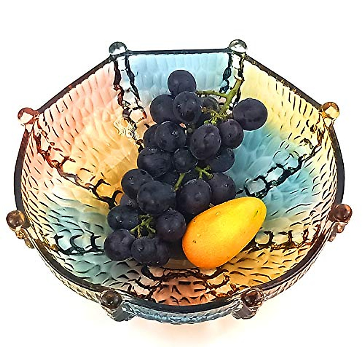weigeer EWEIGEER 10.7-inch High-Grade Crystal Glass Colorful Fruit Candy Snack Bowl,Art Glass Bowl Flower-shaped,Cool Design