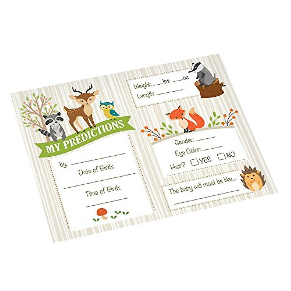 Lillian Rose Woodland Baby Shower Prediction Cards, Neutral, 5.5" x 4.25"