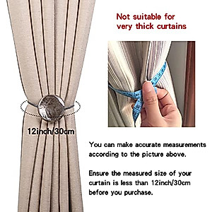 Labupa Curtain Tiebacks, 12 Inch Inlaid Shell Sequins Magnetic Tie Backs Patented Curtain Drapery Holdback Window Modern Decorative Holders with Rope for Home Cafe Balcony (Red, 2 Pack)