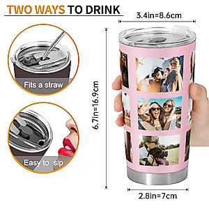 YESCUSTOM Personalized 30oz Photo Coffee Mugs Double-Side Print Custom 1-9 Photos Stainless Steel Tumblers Double Wall Vacuum Insulated Travel for Men Women Office Funny Cup Gifts for Her Him