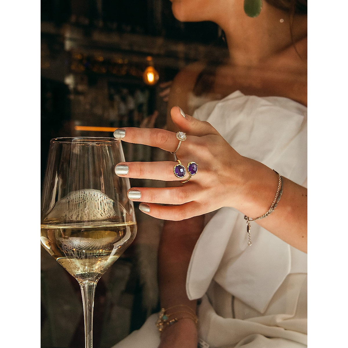 Ladywowu Amethyst Ring, Natural Purple Amethyst Rings for Women, Healing Crystal Stone Ring for Spiritual Jewelry, Bezel Set Gemstone Gold Ring for February Birthstone Jewelry