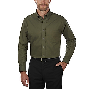 Van Heusen Men's Dress Shirt Regular Fit Oxford Solid, Dark Green, 17.5"-18" Neck 34"-35" Sleeve