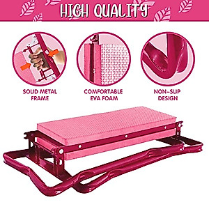 Garden Kneeler and Seat with Tool Pouch, 2 in 1 Foldable Garden Bench with Soft EVA Foam Kneeling Pad, Portable Kneeler Seat for Gardening, Outdoor Garden Stool