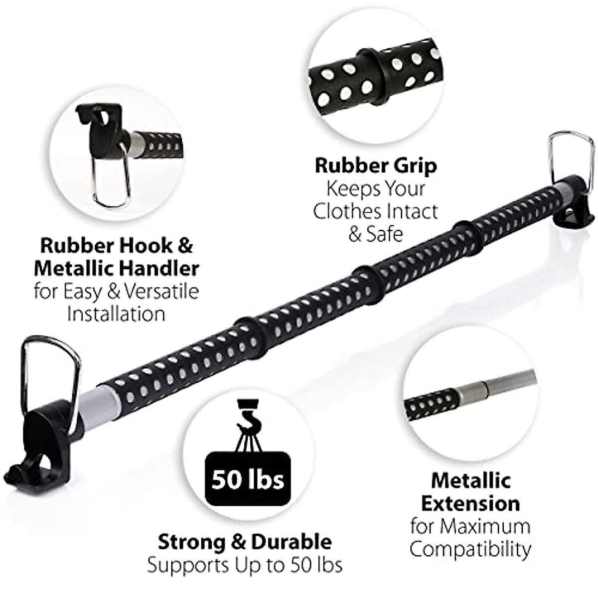 Car Expandable Clothes Hanger Bar by Zone Tech and Zone Tech Chrome Headrest Car Hanger for Jacket Suit Coat