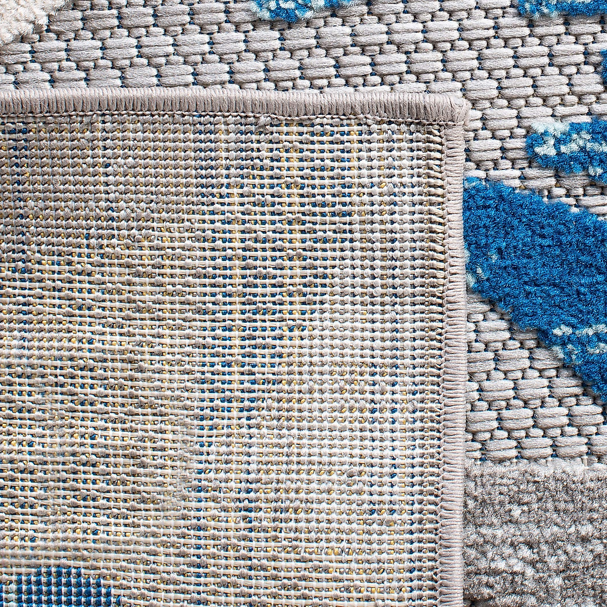 SAFAVIEH Cabana Collection Area Rug - 8' x 10', Grey & Blue, Floral Design, Non-Shedding & Easy Care, Indoor/Outdoor & Washable-Ideal for Patio, Backyard, Mudroom (CBN800F)