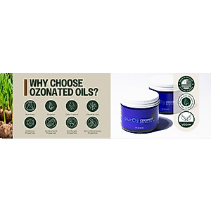Pur O3 Fully Ozonated Coconut Oil - Pure, Natural, Organic Coconut Ozonated Oil - Coconut Oil Skin Care from Ozontate, Oxygenated Coconut Oil - Ozone Oil in a Glass Jar, 2 oz