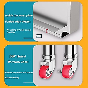 Stainless Steel Work Table with Wheels, Food Prep Work Table with Adjustable Under Shelf for Restaurant Home Outdoor(100x60cm/39.3x23.6in)