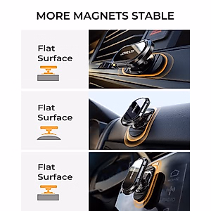 Magnetic Phone Mount for Car [Upgrade 6X Military Magnets] [Bendable Base] All Metal Magnet Car Mount, 360° Adjustable Dashboard Phone Holder for Car for All Smartphones