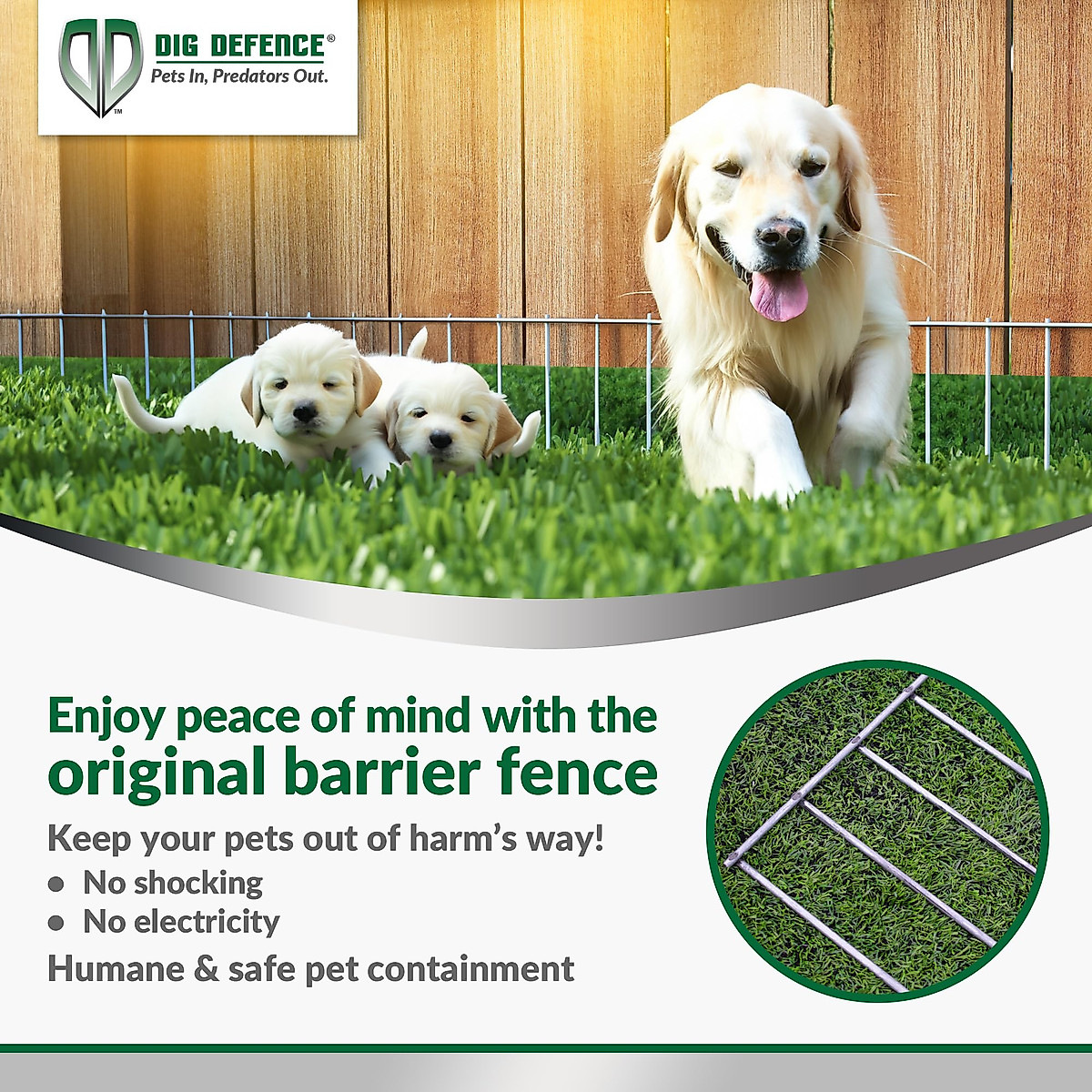 Dig Defence 10 Pack, 30’ Original Animal Barrier Fence - Large No Dig Fence for Dogs and Rabbits, Durable Outdoor Dog Fence Barrier for Yard & Patio