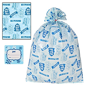 JOYIN 6 Pieces Christmas Giant Goody Gift Bags, Jumbo Size 43” X 36”, W/ Tie & Name Card Assortment for Holiday Treats, Oversize Xmas Gifts, Heavy Duty Party Favor Supplies, Christmas Goodie Large Bags