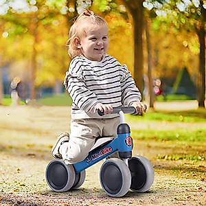 Baby Balance Bikes for 1 Year Old Boys Girls, Toddler Bike 10-24 Months Baby Riding Toys with 4 Wheels, No Pedal Anti-Drop Baby Walker Bicycle, Baby's First Bike First Birthday Gift Christmas