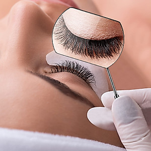 Eyelash Lash Mirror for Eyelash Extensions Eyelash Extension Mirror Large Square Mirror Stainless Steel Eyelash Mirror Lash Tools Beautiful Mirror with Storage Bag (Black)