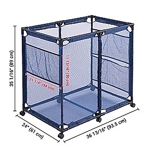 Yescom 36"x24"x35" Mesh Pool Storage Bin Netting Organizer Rolling Storage Cart Metal Frame Float Goggles Container Backyard Garage
