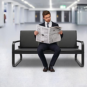 MIMODA Waiting Room Reception Bench, Lobby Reception Chairs with Armrest Office Guest Conference Chairs for Clinic Office Airport Barber Salon Bank, 3 Seat