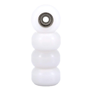 Teak Tuning CNC Polyurethane Fingerboard Bearing Wheels, White - Set of 4 Wheels - Durable Material with a Hard Durometer