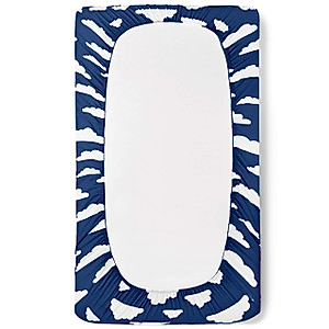 BaeBae Goods Fitted Baby Crib Sheets for Boys and Girls, 3 Pack, Soft and Breathable Jersey Cotton, White and Navy, Cute Gender Neutral Nursery Mattress Bedding, Universal Fit