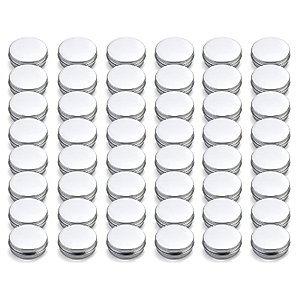 Tosnail 48 Pack 2 oz. Aluminum Round Lip Balm Tin Containers with Screw Thread Lid - Great for Spices, Candies, Tea or Gift Giving