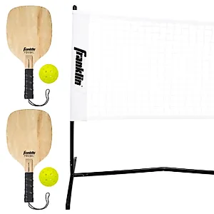 Franklin Sports Half Court Size Pickleball Net by Franklin Pickleball - Includes 10ft Net, (2) Paddles, and (2) X-40 USA Pickleball Approved Pickleballs,Black