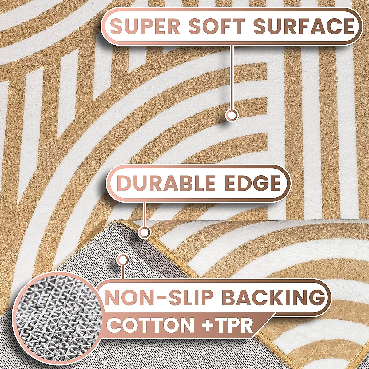 Washable 8x10 Modern Area Rug for Living Room, Brown Minimalist Aesthetic Abstract Boho Large Rugs, Ultra-Thin Low Pile Soft Nonslip Indoor Floor Carpet for Office Bedroom Playroom Classroom Dorm