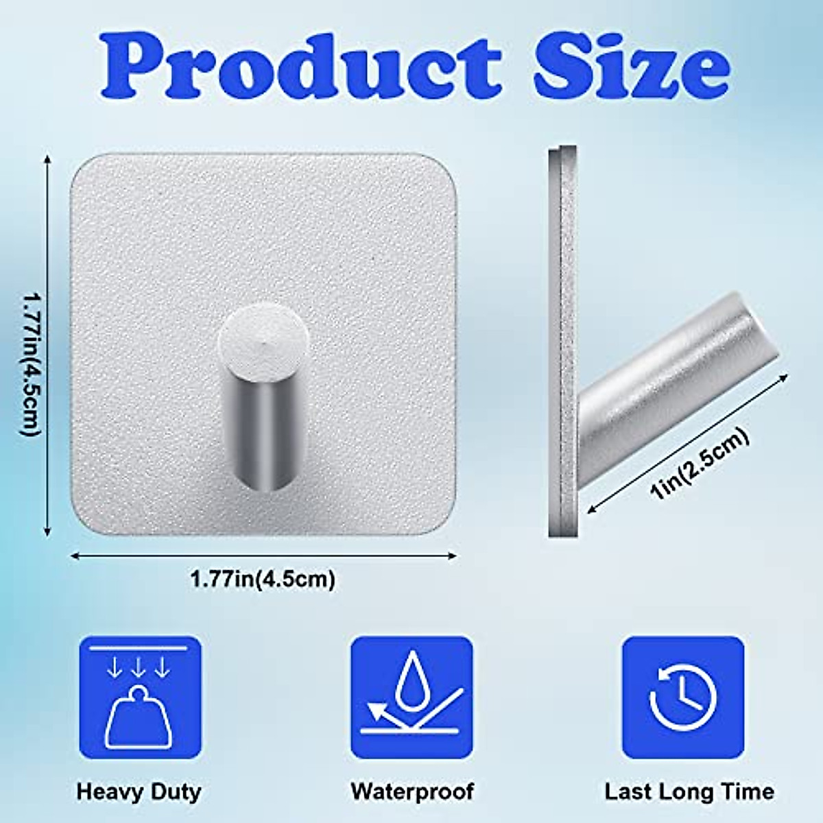 Visen 9 Pack Adhesive Hooks,Bath Towel Hooks Brushed Nickel,Adhesive Wall Hooks Waterproof Stainless Steel Hooks,Heavy Duty Coat Hooks Towel Hooks Stick on Bathroom or Kitchen