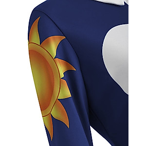 ZEZCLO Women's Long Sleeve Peter Pan Collar A-line Dress Halloween Costume Vintage Solar System Fit and Flare Dresses Dark Blue L