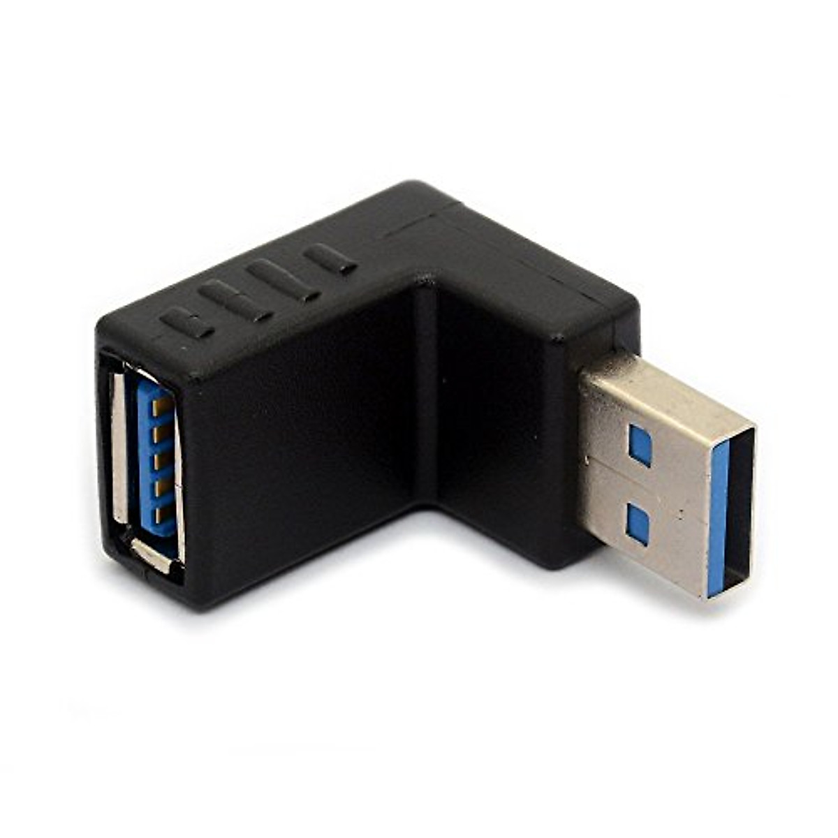 BSHTU USB 3.0 Adapter 90 Degree Right Angled Gender Changers USB Connector Type A Vertical Male to Female Extender L-Shape Plug 2Pcs (Down)