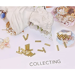 Glass Bugle Beads Penta Angel 1100Pcs /50g Mini Long Tube Seed Beads 2×6mm Small Craft Loose Spacer Beads for Earring Bracelets Necklace Waist Beads Jewelry Making (Gold)