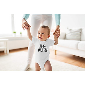Hola Abuelos - Funny Baby Essentials Bodysuit - Newborn Boy Clothes Baby Girl Romper Outfit (Newborn, White)
