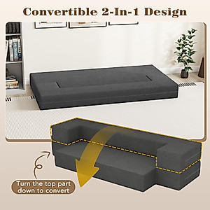 RELAX4LIFE Convertible Folding Sofa Bed - Medium Firm Fold Out Futon Couch w/8’’ Memory Foam, Washable Cover, Floor Lounge Sleeper Mattress for Living Room Guestroom Home Office Dorm Apartment (Twin)