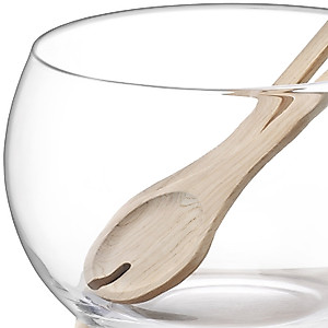 LSA International Serve Salad Set & Oak Base, Ø10.75 in, Clear