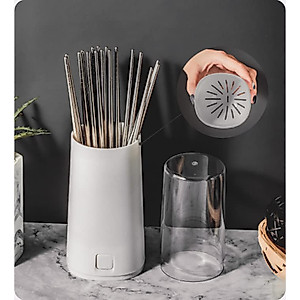 Cutlery Holder with Cover - CooSilo Plastic Chopsticks Holder Detachable Kitchen Cutlery Storage Organizer Utensils Fork Spoon Knives Storage Holder for Kitchen Cabinet or Pantry