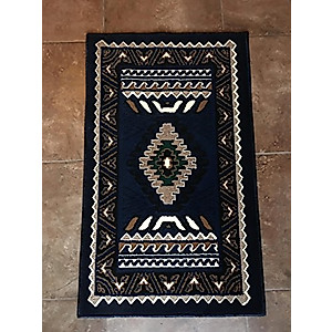 Southwest Native American Door Mat Area Rug Navy Blue Design D143 (2 feet X 3 Feet 4 inch)