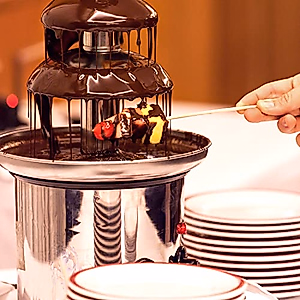 Micnaron Chocolate Fondue Fountain 3 Tiers Electric Melting Chocolate Machine Mini Hot Chocolate Fondue Pot Stainless Steel Heated Basin Chocolate Fountain For Nacho Cheese, BBQ Sauce, Ranch, Liqueurs