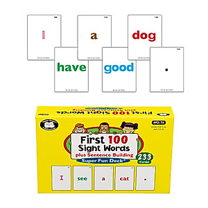 Super Duper Publications | First 100 Sight Words Plus Sentence Building Fun Deck Flash Cards | Educational Learning Resource for Children