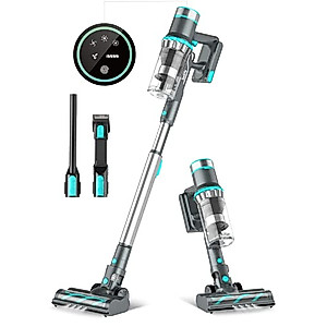 Belife Cordless Vacuum Cleaner, 25Kpa Suction Stick Vacuum, Max 40mins Runtime, 380W Brushless Motor, LED Touch Display, 6 in 1 Lightweight Handheld Vacuum for Hard Floor Carpet Car Pet Hair