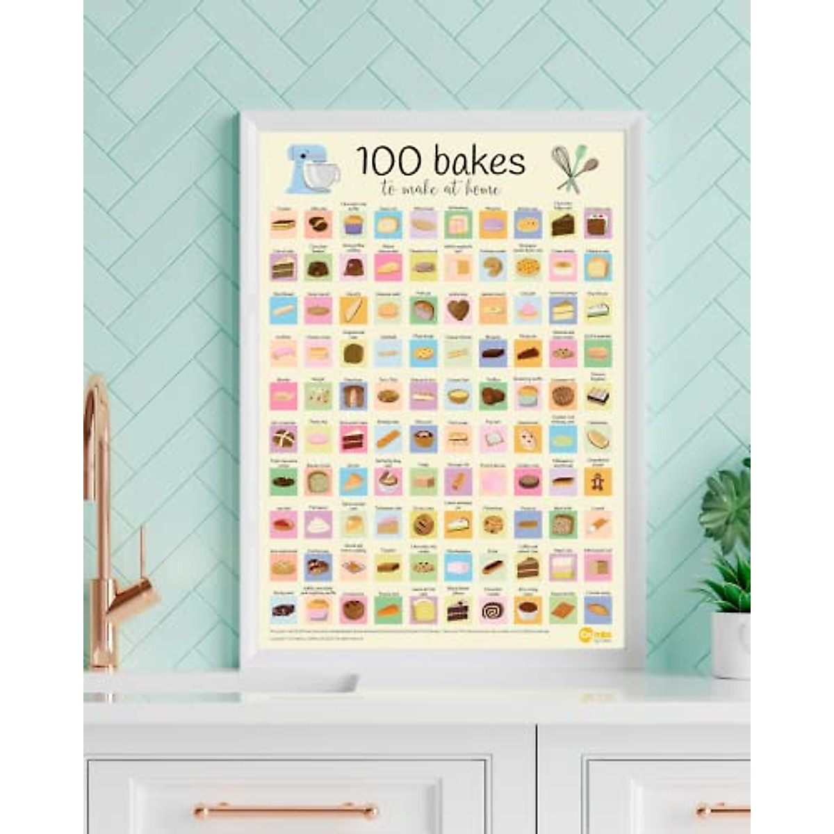 100 Bakes Scratch Off Poster | Baking Bucket List | Recipe Links Included | A3