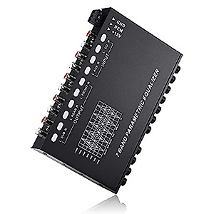 Facmogu 7-Band Car Audio Equalizer, Adjustable 7 Bands EQ Car Amplifier Graphic Equalizer with CD/AUX Input Select Switch, Front/Rear + Sub Output, for Boat RV RTV Motorcycle Car Stereo Tone Control