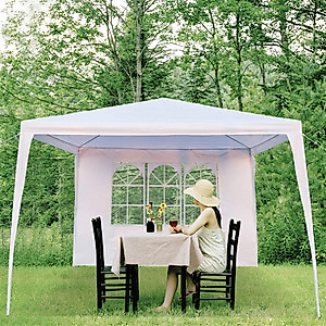 LeftCafe, Canopy Tent, Outdoor Gazebo Party Wedding Tent with Removable Sidewalls Easy Setup for Patio BBQ Cater Party, Camping, White 10 x 4