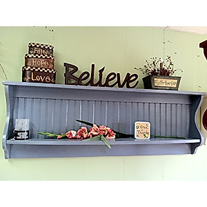 Plate Rack Wall Shelf Country Wood Display Plate and Bowl Rack Primtive Shelf