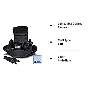 eCostConnection Medium Soft Padded Camera Equipment Bag/Case for Nikon, Canon, Sony, Pentax, Olympus Panasonic, Samsung & Many More