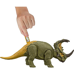 Mattel Jurassic World Dominion Roar Strikers Dinosaur Action Figure with Roaring Sound & Attack Action, Sinoceratops Dino Toy Includes Downloadable App & AR