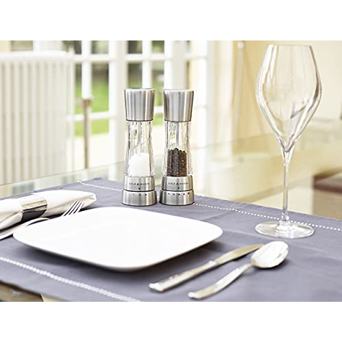 Cole & Mason H59408G Derwent Salt and Pepper Mills | Gourmet Precision+ | Stainless Steel/Acrylic | 190mm | Gift Set | Includes 2 x Salt and Pepper Grinders | Lifetime Mechanism Guarantee